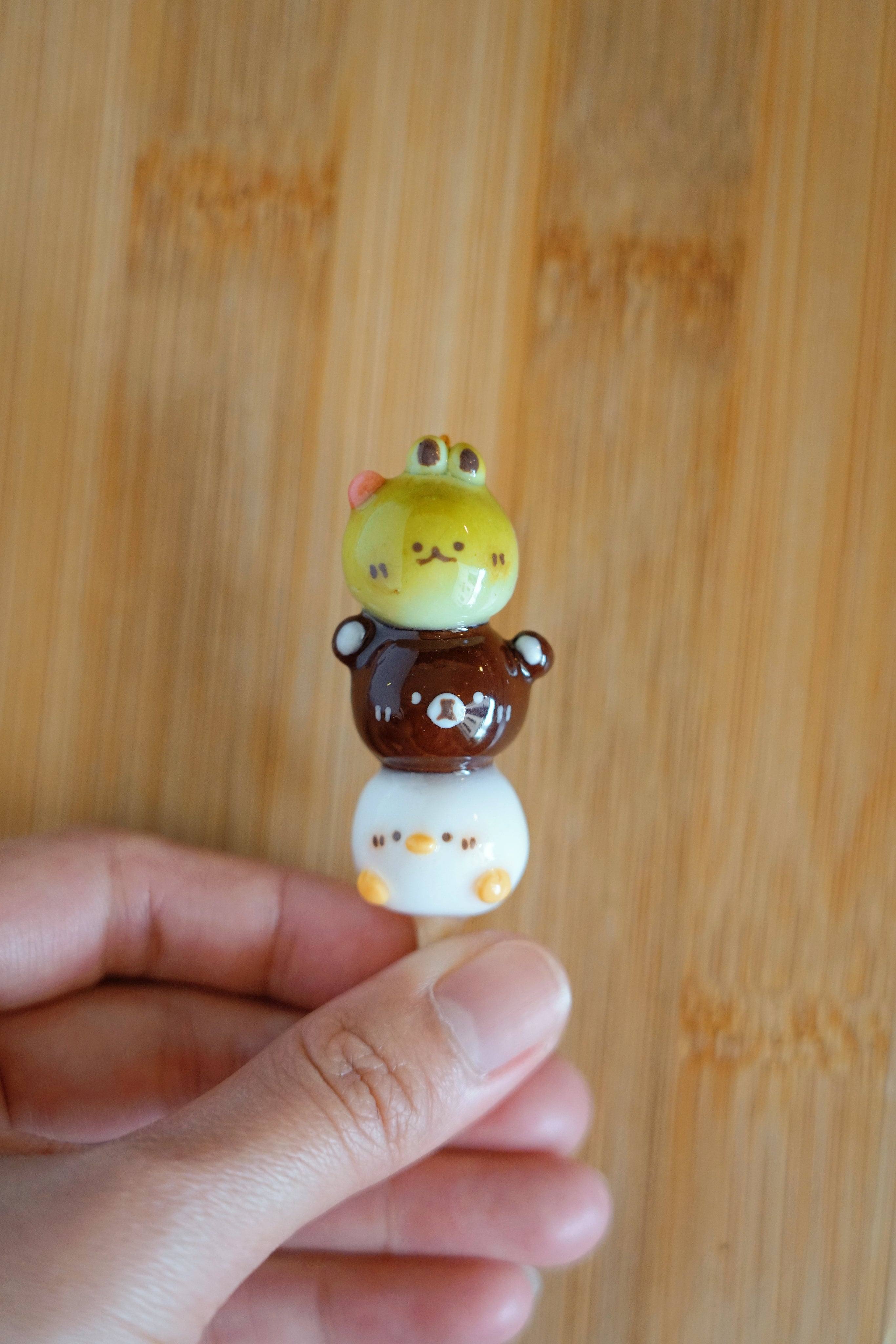 Chocolate Dango Friends Keychain - Customizable – 2 Dots 1 Line Clay